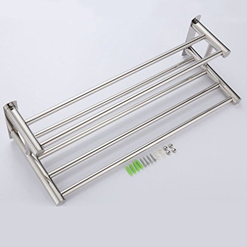 Stainless Steel Double Towel Bar 23 Inch With 5 Hooks ,Bathroom Shelves, Towel Holders Bath ,Towel Rack, Bathroom Shelves