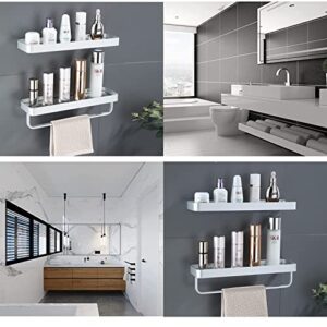 Ddtohan 15.7" Glass Bathroom Shelves Over Toilet with Towel Bar Shelf for Bathroom Organizer