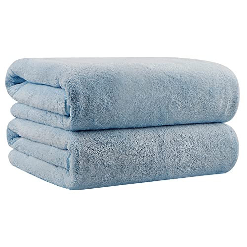 Orighty Bath Towels Set Pack of 2(27’’ x 54’’) - Soft Feel Bath Towel Sets, Highly Absorbent Microfiber Towels for Body, Quick Drying, Microfiber Bath Towels for Sport, Yoga, SPA, Fitness - Blue