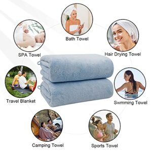 Orighty Bath Towels Set Pack of 2(27’’ x 54’’) - Soft Feel Bath Towel Sets, Highly Absorbent Microfiber Towels for Body, Quick Drying, Microfiber Bath Towels for Sport, Yoga, SPA, Fitness - Blue