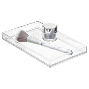 idesign bathroom tray for towels, cosmetics and accessories, the clarity collection – 8.68” x 5.34” x 0.95”, brushed silver