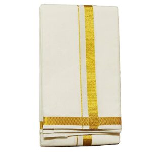 angavastram cotton traditional pooja angvastra towel gamcha shaluva kanduva kasavu for religious occasion wedding new year temple puja rituals housewarming (cream with gold zari border)