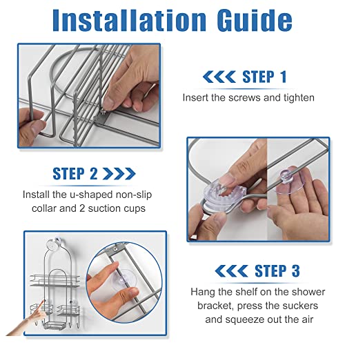 Shower Caddy Organizer, Hanging Shower Head Caddy, Shower Storage Rack, Bathroom Shower Shelf Organizer, Over Head Shower Caddy Rustproof with Hooks for Shampoo, Shower Gel, Soap, Towel, Sponge, Etc…