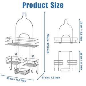 Shower Caddy Organizer, Hanging Shower Head Caddy, Shower Storage Rack, Bathroom Shower Shelf Organizer, Over Head Shower Caddy Rustproof with Hooks for Shampoo, Shower Gel, Soap, Towel, Sponge, Etc…