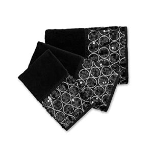 popular bath sinatra modern bathroom towel set 3 piece towel bath towel, hand towel, wash towel and bath towel luxury contemporary decor bling bath towel sets soft, plush and highly absorbent, black