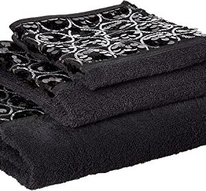 Popular Bath Sinatra Modern Bathroom Towel Set 3 Piece Towel Bath Towel, Hand Towel, Wash Towel and Bath Towel Luxury Contemporary Decor Bling Bath Towel Sets Soft, Plush and Highly Absorbent, Black