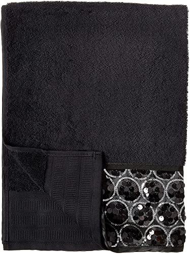 Popular Bath Sinatra Modern Bathroom Towel Set 3 Piece Towel Bath Towel, Hand Towel, Wash Towel and Bath Towel Luxury Contemporary Decor Bling Bath Towel Sets Soft, Plush and Highly Absorbent, Black