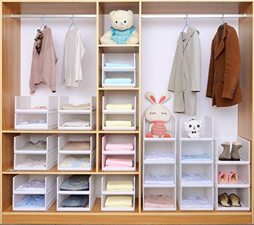 Yoillione White Wardrobe Closet Organizers Clothes Storage Organizer Wardrobe Shelve,Sinside Closet Organizer Container Closet Storage Drawers,Plastic Bathroom Kitchen Cupboard Organizer