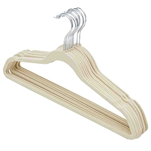 Velvet Slim Non-Slip Hangers (10 Pack) Ivory by Home Basics