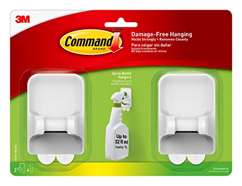 Command Large Organizing Caddy, Organize Damage-Free, Heavyweight Hanging up to 10lbs & Spray Bottle Hangers, 2 pack, 2 hangers, 4 large strips