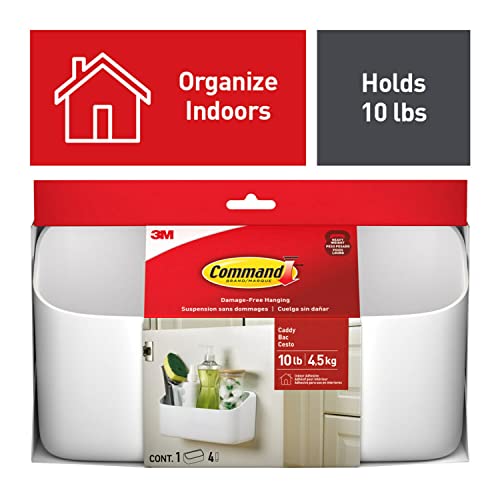 Command Large Organizing Caddy, Organize Damage-Free, Heavyweight Hanging up to 10lbs & Spray Bottle Hangers, 2 pack, 2 hangers, 4 large strips