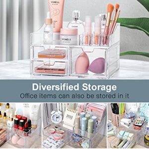 BREIS Makeup Organizer, Clear Acrylic Bathroom Organizers and Storage Box with Drawers for Vanity Skincare Beauty Countertop Desk, Cosmetic Display Case for Perfume Lipstick in Bedroom Dresser Top