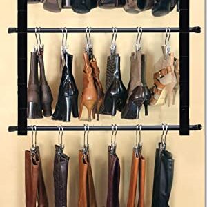 Deluxe 12-Pair Hanging Boot Storage - Double Decker Caddy Includes 12 Boot Hangers (Boot Organizer, Boot Hanger, Boot Storage System) (White System with 12 Boot Hangers)