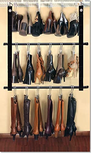 Deluxe 12-Pair Hanging Boot Storage - Double Decker Caddy Includes 12 Boot Hangers (Boot Organizer, Boot Hanger, Boot Storage System) (White System with 12 Boot Hangers)