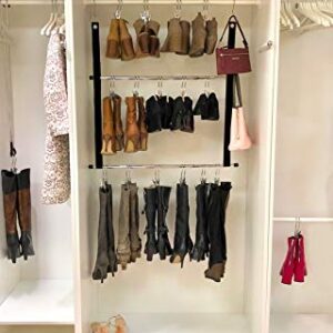 Deluxe 12-Pair Hanging Boot Storage - Double Decker Caddy Includes 12 Boot Hangers (Boot Organizer, Boot Hanger, Boot Storage System) (White System with 12 Boot Hangers)