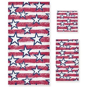 alaza american star flag banner towel bathroom sets 3 piece bath towel sets1 bath towel 1 hand towel 1 washcloth soft luxury absorbent decorative towels for beach gym spa