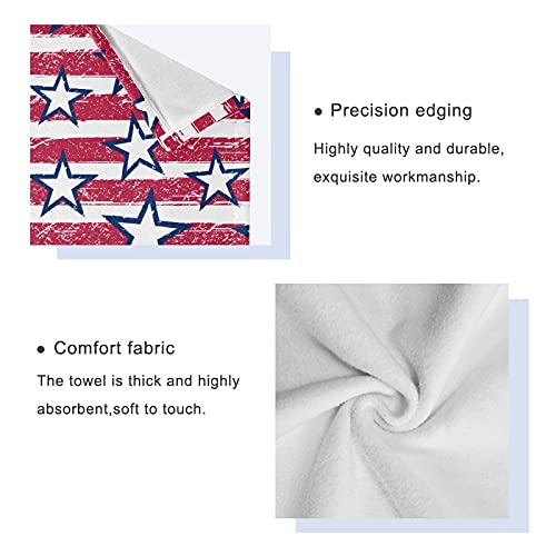 ALAZA American Star Flag Banner Towel Bathroom Sets 3 Piece Bath Towel Sets1 Bath Towel 1 Hand Towel 1 Washcloth Soft Luxury Absorbent Decorative Towels for Beach Gym Spa