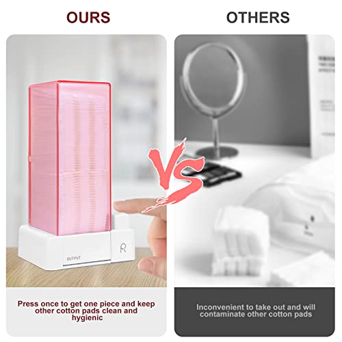 Automatic Cotton Pad Holder, Square Press Out Cosmetic Cotton Makeup Removers Pad Holder, Makeup Cotton Organizer Container Dispenser Storage Display Rack