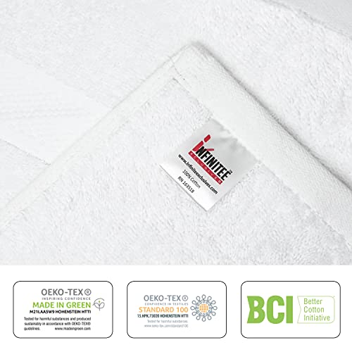 Infinitee Xclusives Premium White Bath Sheets – Pack of 2, 35x70 Inches Large Bath Sheet Towel + Hand Towels - Pack of 6 + Washcloths Set – Pack of 12