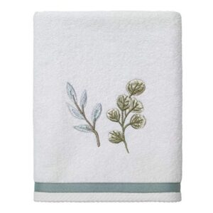 avanti linens ombre leaves collection, embroidered hand towel, white