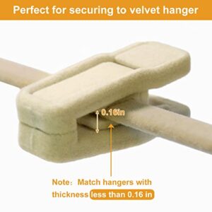 Velvet Hanger Flocked Finger Clips - Coideal 28 Pcs Non-Slip Beige Plastic Clothes Pins for Thin Velvet Hangers