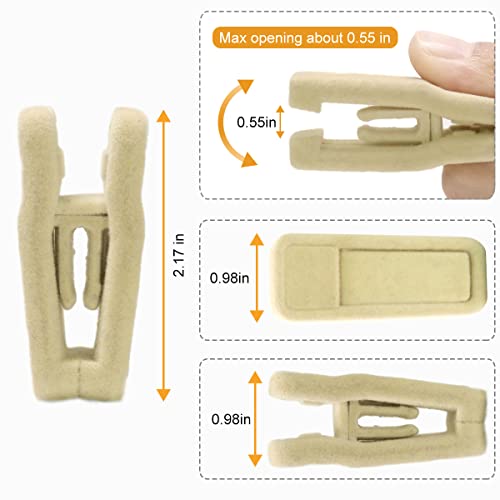 Velvet Hanger Flocked Finger Clips - Coideal 28 Pcs Non-Slip Beige Plastic Clothes Pins for Thin Velvet Hangers