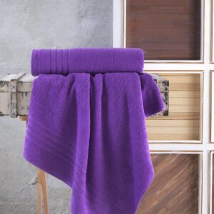 Hammam Linen Bath Sheet Towels 6 Pieces Bundle | Includes: 2 Luxury Bath Sheet Towels, 4 Hand Towels | Quality, Soft Towel Set | Purple