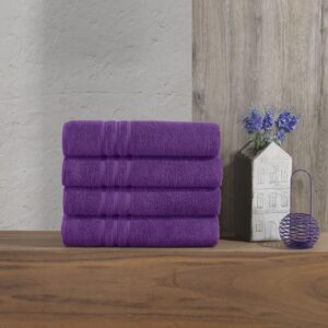 Hammam Linen Bath Sheet Towels 6 Pieces Bundle | Includes: 2 Luxury Bath Sheet Towels, 4 Hand Towels | Quality, Soft Towel Set | Purple