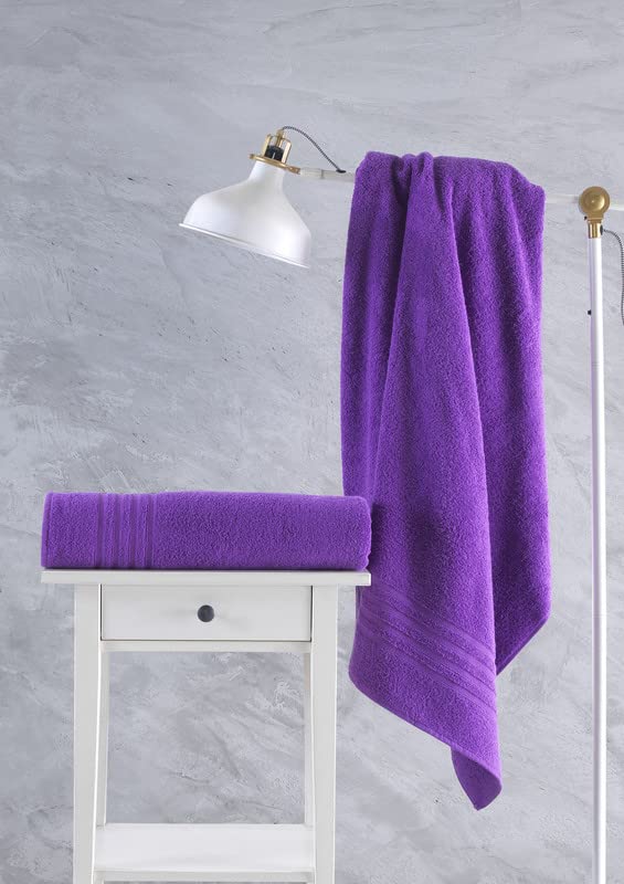 Hammam Linen Bath Sheet Towels 6 Pieces Bundle | Includes: 2 Luxury Bath Sheet Towels, 4 Hand Towels | Quality, Soft Towel Set | Purple