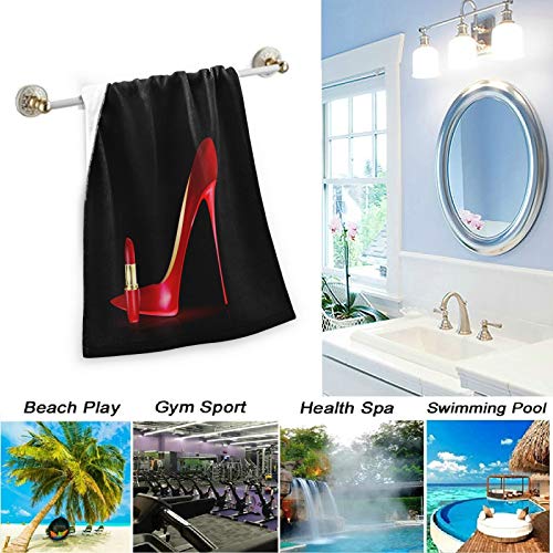 Naanle Trendy Red Shoe Llipstick Lady Black 2 Set Soft Fluffy Guest Home Decor Hand Towels, Multipurpose for Bathroom, Hotel, Gym and Spa (14" x 28")