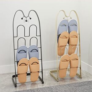 4 Tiers Shoes Rack Entryway Shoes Storage Organizer Metal Slippers Shelf Shoes Stand Space Saving Shoes Storage Shelf for Entryway Living Room Bathroom(Black)