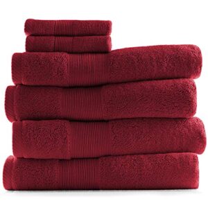 Hearth & Harbor Bath Towels for Bathroom - 100% Ring Spun Cotton Luxury Bathroom Towels - Ultra Soft & Highly Absorbent, Bath Towels Set of 6 - Red