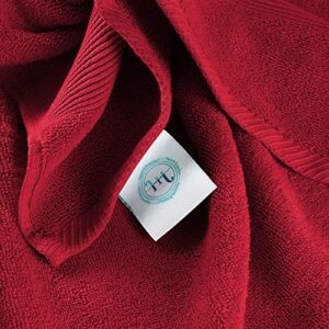 Hearth & Harbor Bath Towels for Bathroom - 100% Ring Spun Cotton Luxury Bathroom Towels - Ultra Soft & Highly Absorbent, Bath Towels Set of 6 - Red