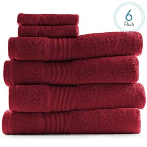 Hearth & Harbor Bath Towels for Bathroom - 100% Ring Spun Cotton Luxury Bathroom Towels - Ultra Soft & Highly Absorbent, Bath Towels Set of 6 - Red