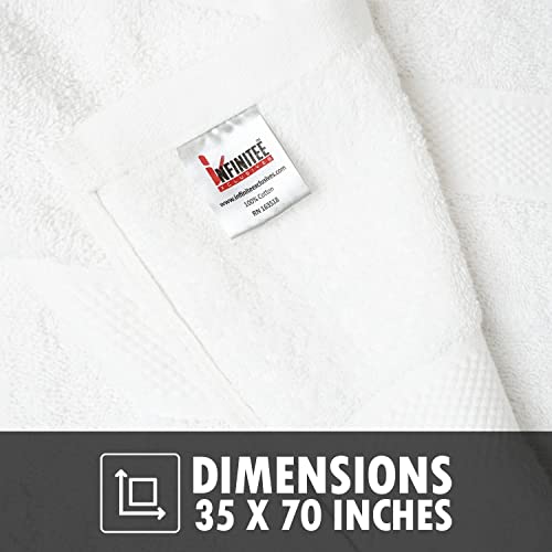 Infinitee Xclusives Premium White Bath Sheets – Pack of 2, 35x70 Inches Large Bath Sheet Towel + Cotton Banded White Bath Mats – Pack of 2, 22x34 Inches