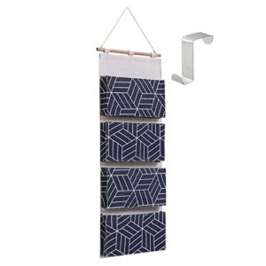 erlun over door 4-shelf hanging storage bags wall mount closet organizer,linen cotton fabric multi functional living room bedroom bathroom file magazine waterproof