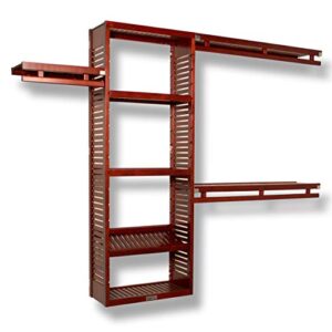 john louis home 12 in. deep solid wood simplicity closet organizer, red mahogany finish