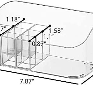 SUNFICON Makeup Tray Holder Organizer Cosmetic Display Case Tabletop Desktop Vanity Countertop Bathroom Wall Cabinet Medicine Storage Box 9 Dividers 2 Removable for Womens Ladies Girls Crystal Clear