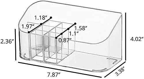 SUNFICON Makeup Tray Holder Organizer Cosmetic Display Case Tabletop Desktop Vanity Countertop Bathroom Wall Cabinet Medicine Storage Box 9 Dividers 2 Removable for Womens Ladies Girls Crystal Clear