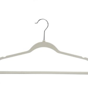 Quality Hangers 50 Pack Slim Plastic Hangers for Clothes - Heavy Duty Non-Velvet Hangers with 360° Swivel Chrome Hook & Non Slip Notches - Ideal for Dresses Coats Shirts Jackets & More - Ivory/Beige