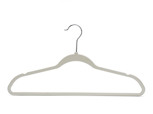 Quality Hangers 50 Pack Slim Plastic Hangers for Clothes - Heavy Duty Non-Velvet Hangers with 360° Swivel Chrome Hook & Non Slip Notches - Ideal for Dresses Coats Shirts Jackets & More - Ivory/Beige