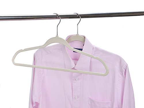 Quality Hangers 50 Pack Slim Plastic Hangers for Clothes - Heavy Duty Non-Velvet Hangers with 360° Swivel Chrome Hook & Non Slip Notches - Ideal for Dresses Coats Shirts Jackets & More - Ivory/Beige