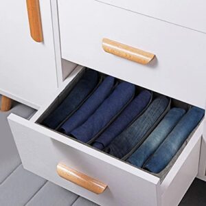 Mayniu Wardrobe Clothes Organizer with 13 Larger Grid for Folded Clothes, Closet Sweater Storage Organizer with 2 Handles, Linen Drawer Organizers for Jeans, Pant, T-Shirt, Sweaters (2 Pack, Grey)