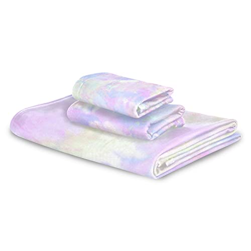 ALAZA Swirl Rainbow Tie-Dye Pastel Blot Print Towel Bathroom Sets 3 Piece Bath Towel Sets1 Bath Towel 1 Hand Towel 1 Washcloth Soft Luxury Absorbent Decorative Towels for Beach Gym Spa