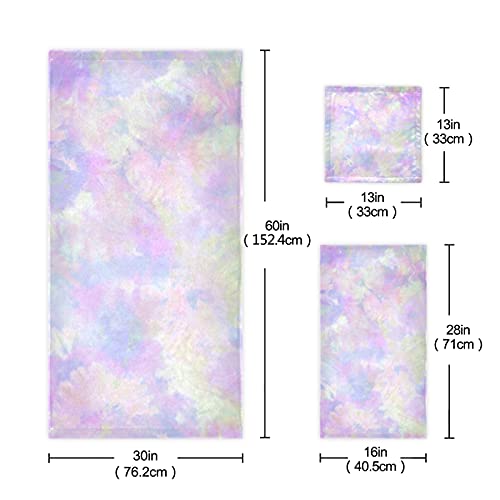 ALAZA Swirl Rainbow Tie-Dye Pastel Blot Print Towel Bathroom Sets 3 Piece Bath Towel Sets1 Bath Towel 1 Hand Towel 1 Washcloth Soft Luxury Absorbent Decorative Towels for Beach Gym Spa