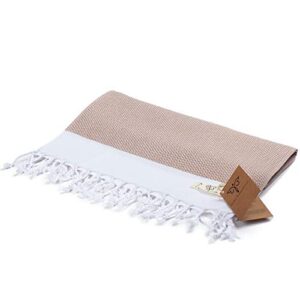 Smyrna Original Turkish Hand Towels Orientina Series Set of 2 | 100% Cotton, 16 x 40 Inches | Decorative Bathroom Peshtemal Towel for Hand, Face, Hair, Gym, Yoga, Tea, Kitchen and Bath (Latte)