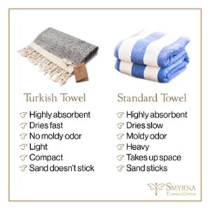 Smyrna Original Turkish Hand Towels Orientina Series Set of 2 | 100% Cotton, 16 x 40 Inches | Decorative Bathroom Peshtemal Towel for Hand, Face, Hair, Gym, Yoga, Tea, Kitchen and Bath (Latte)