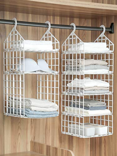 Booluee Plastic Hanging Closet Organizer, Folding Wardrobe Storage Rack, Multi-Layer Foldable Hanging Storage Rack, Clothing Organization Rack (Large)