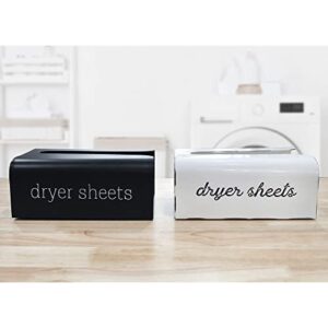 AuldHome Dryer Sheet Dispenser (Black); Enamelware Vertical Style Fabric Softener Sheet Holder for Laundry Room