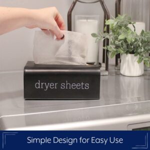 AuldHome Dryer Sheet Dispenser (Black); Enamelware Vertical Style Fabric Softener Sheet Holder for Laundry Room